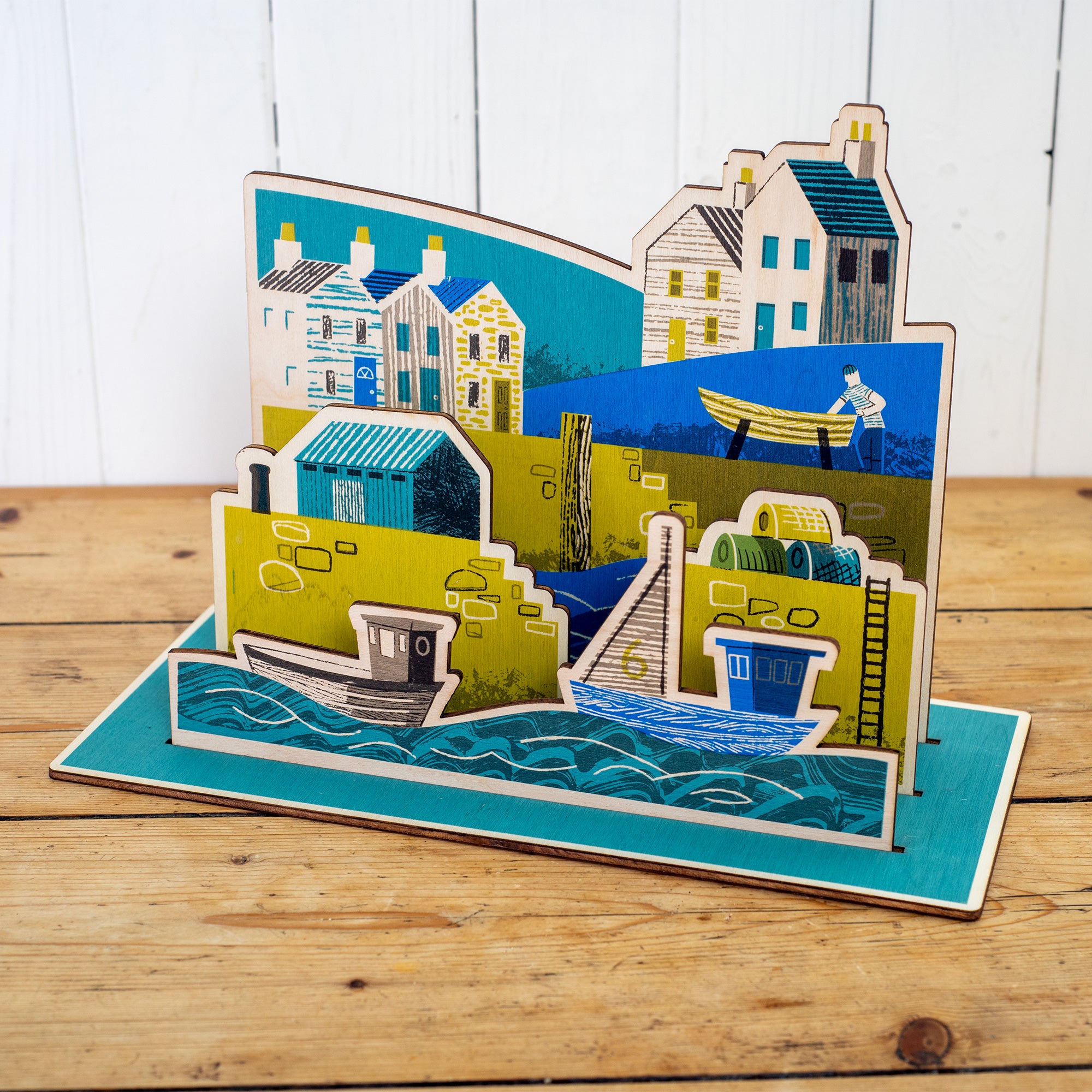 Wooden Harbour Scene – John Bloor Printmaker